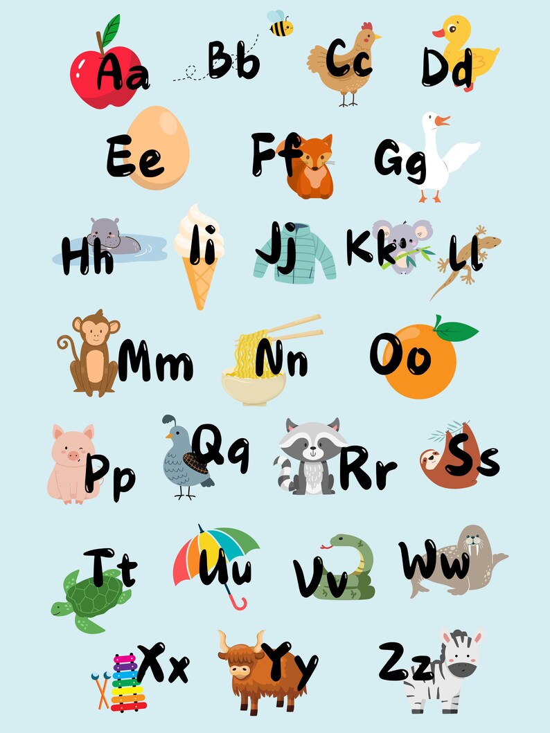 Stylish Alphabet Digital Printable Poster, Educational Letters Wall ...