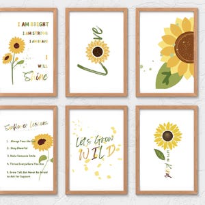 Sunflower Set of 6 Posters, Nursery Sunflower Wall Art, Children's ...