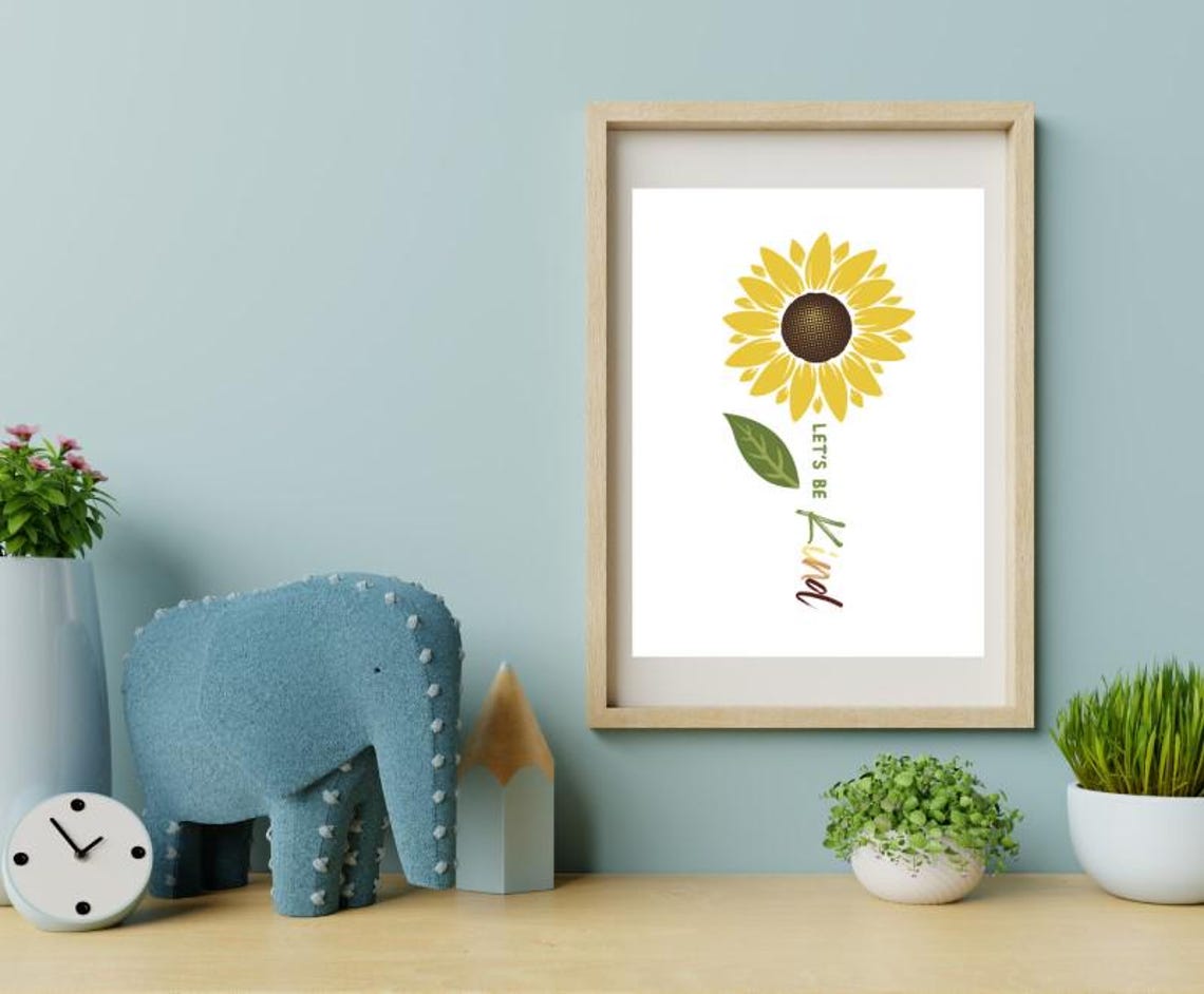 Sunflower Set of 6 Posters, Nursery Sunflower Wall Art, Children's ...