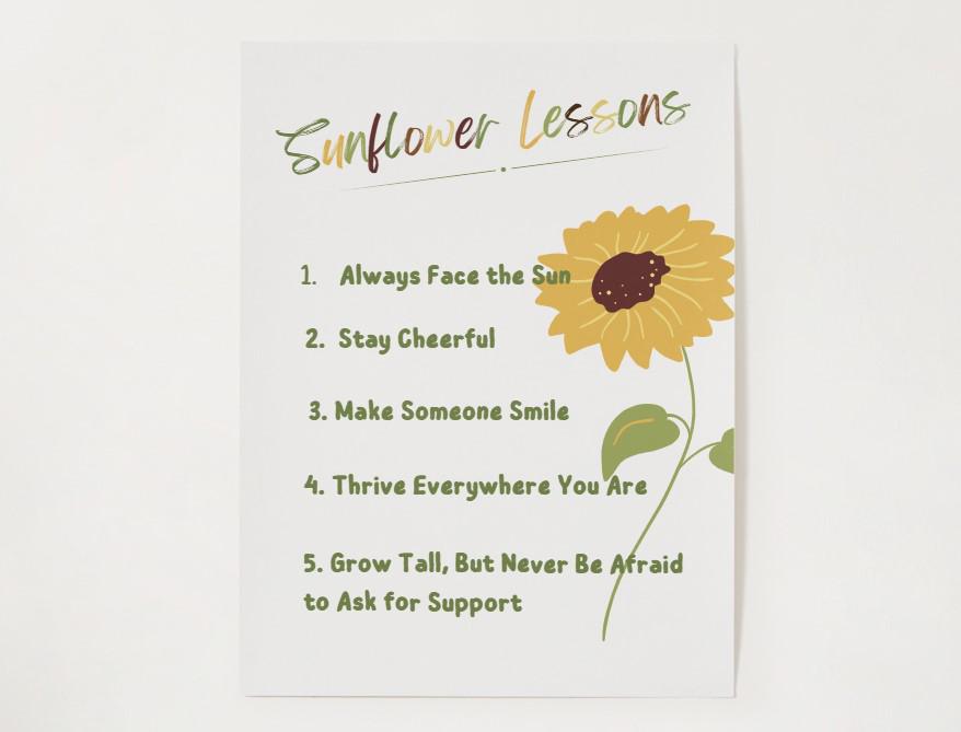 Sunflower Set of 6 Posters, Nursery Sunflower Wall Art, Children's ...