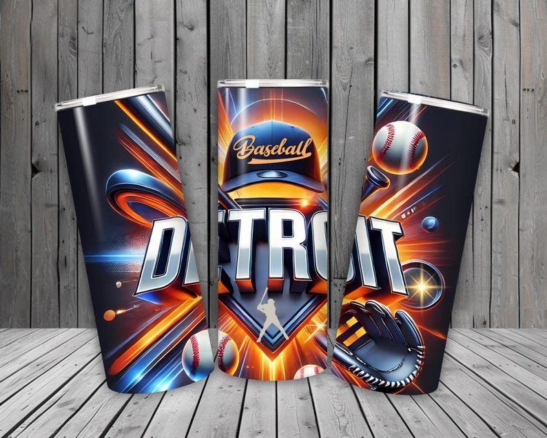 Detroit Png, Sublimation Wrap for 20 Oz Tumbler, Baseball PNG and JPG ...