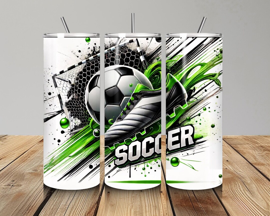 Soccer Cup Wrap, Blue Football, Sports, 20 Oz Slender Cup, Sublimation ...