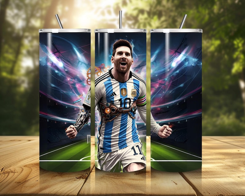 Lionel Messi 20oz Skinny Tumbler Wrap Sublimation Design, Straight ...