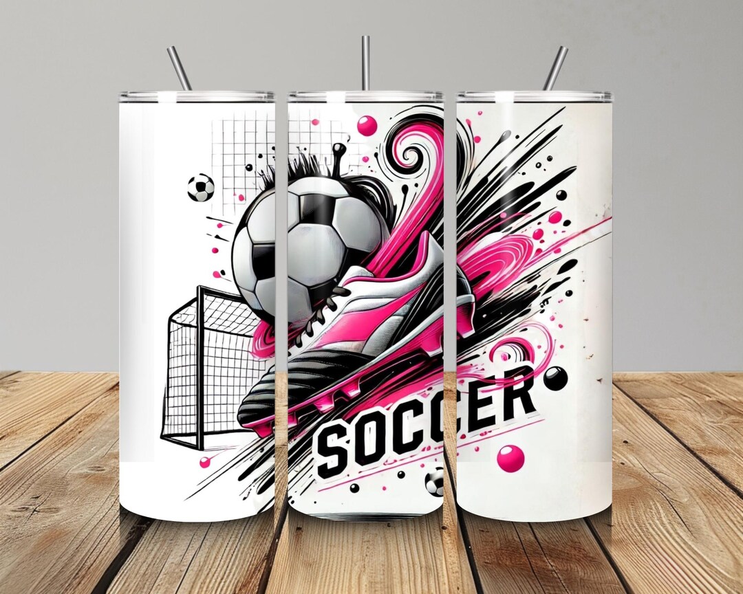 Soccer Cup Wrap, Blue Football, Sports, 20 Oz Slender Cup, Sublimation ...