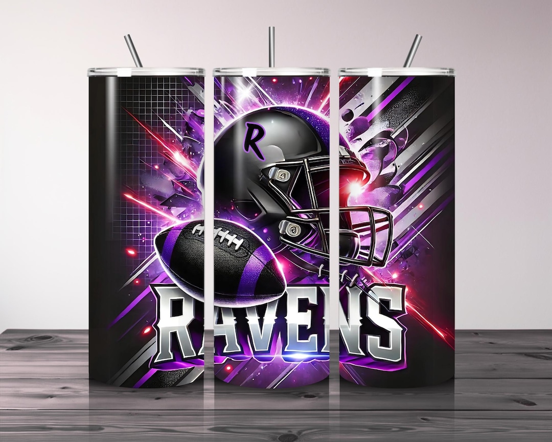 RAVENS 20oz Skinny Tumbler Wrap Png, Mascot Sublimation Tumbler PNG ...