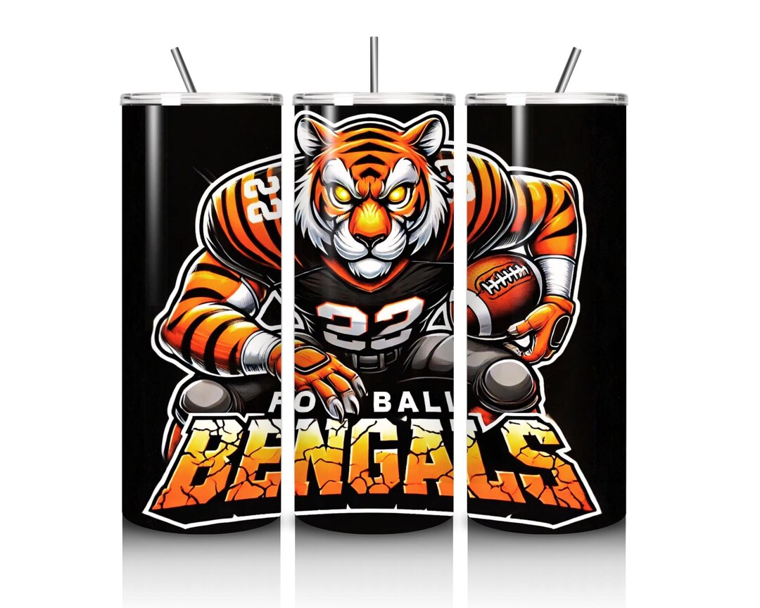 Bengals 20oz Skinny Tumbler Wrap, Sport 20oz Tumbler PNG, Mascot Sublimation Tumbler PNG ...