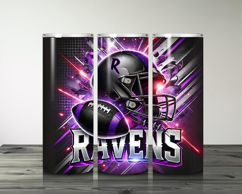 RAVENS 20oz Skinny Tumbler Wrap Png, Mascot Sublimation Tumbler PNG ...