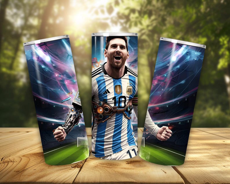Lionel Messi 20oz Skinny Tumbler Wrap Sublimation Design, Straight ...