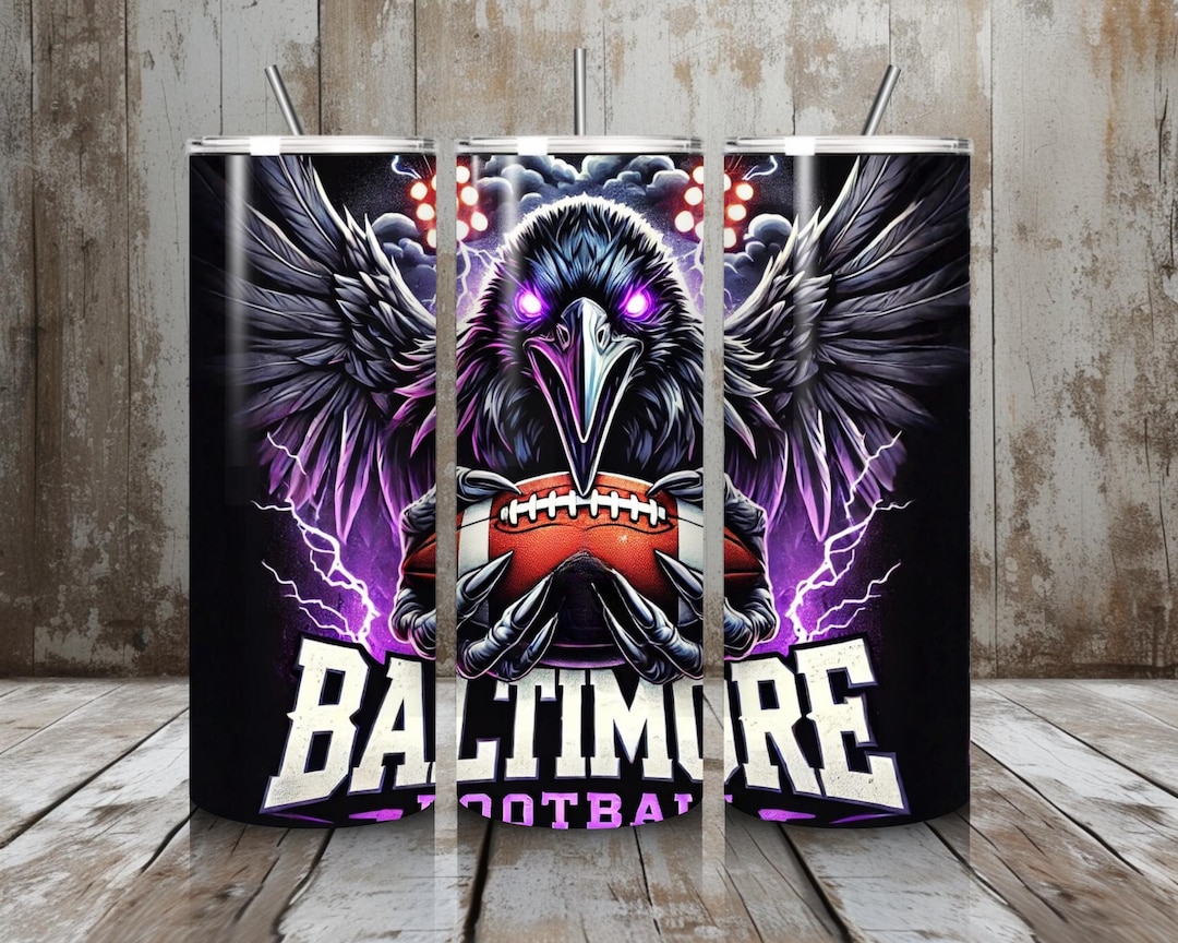 RAVENS 20oz Skinny Tumbler Wrap Png, Mascot Sublimation Tumbler PNG ...