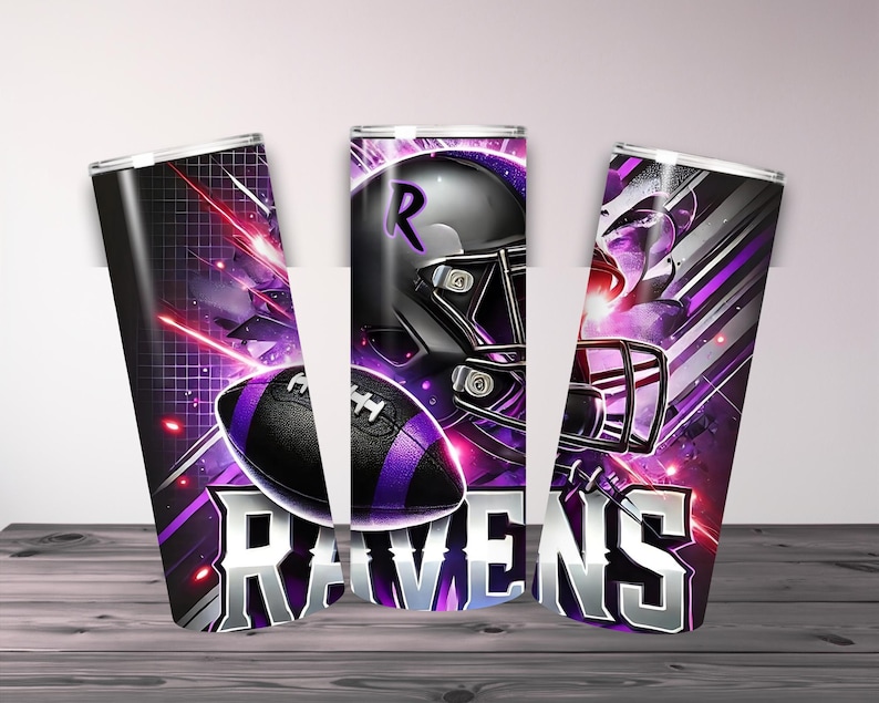 RAVENS 20oz Skinny Tumbler Wrap Png, Mascot Sublimation Tumbler PNG ...