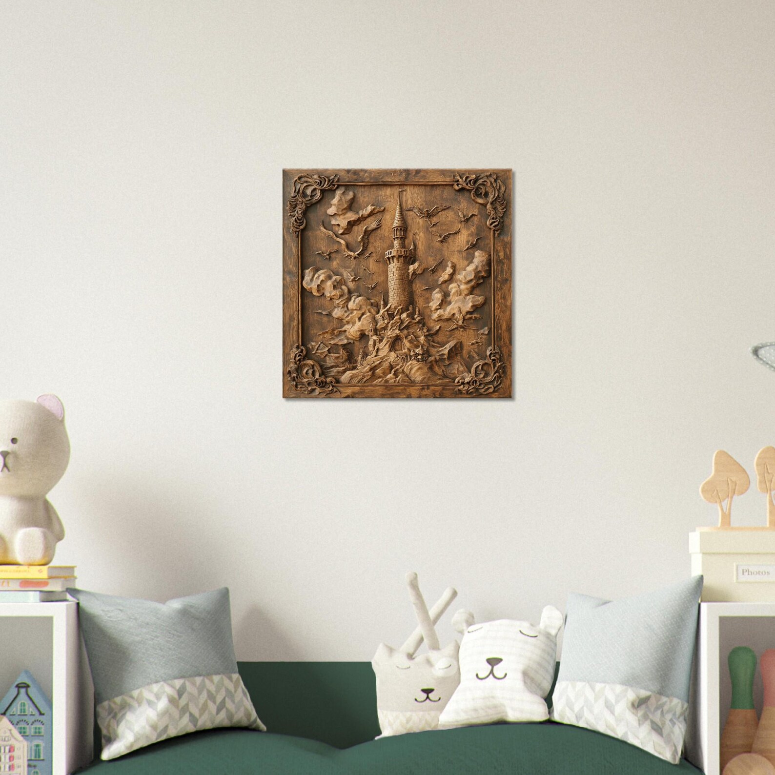 Skyward Citadel, Wood Carving Designs of a Mountain Castle, Woodcarving ...