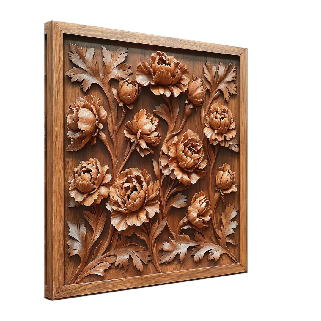 Peony Bloom, Wood Carving Designs of Lush Flowers, Woodcarving Art ...