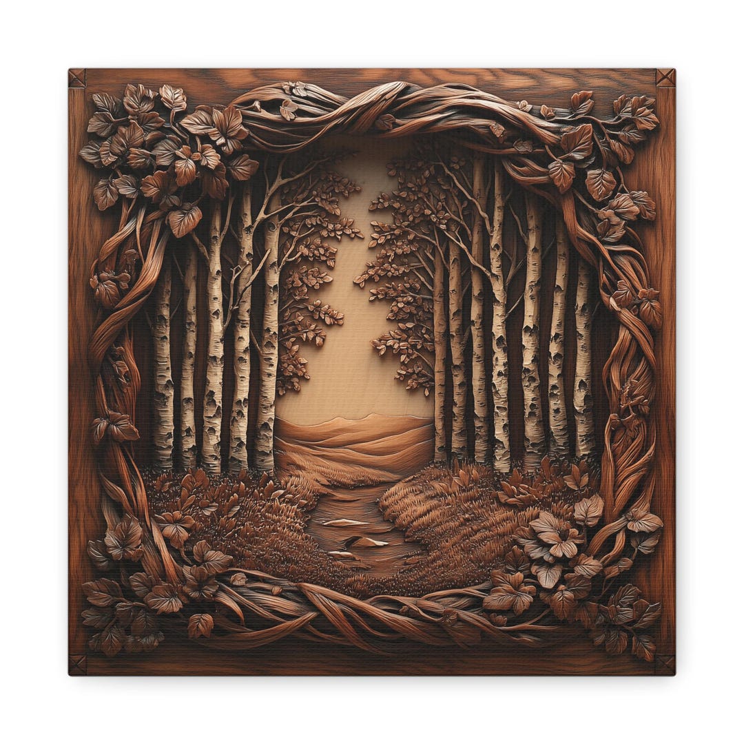 Enchanted Birch Grove, Wood Carving Designs of a Forest Pathway ...