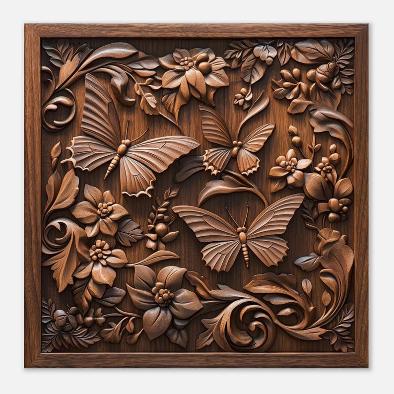 Butterfly Garden, Wood Carving Designs of Butterflies and Flowers ...