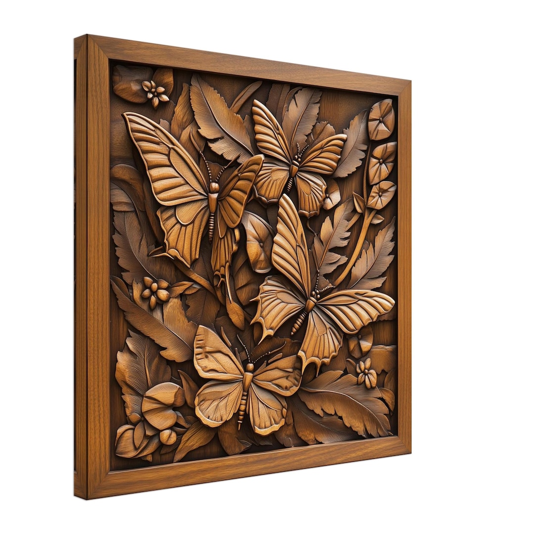 Fluttering Butterflies, Wood Carving Designs of Butterflies and Flora ...