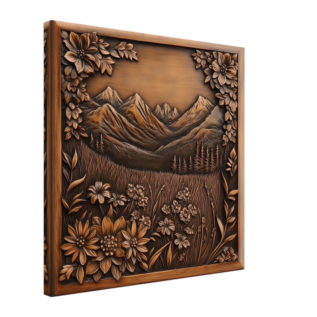 Mountain Meadow Majesty, Wood Carving Designs of Alpine Scenery ...