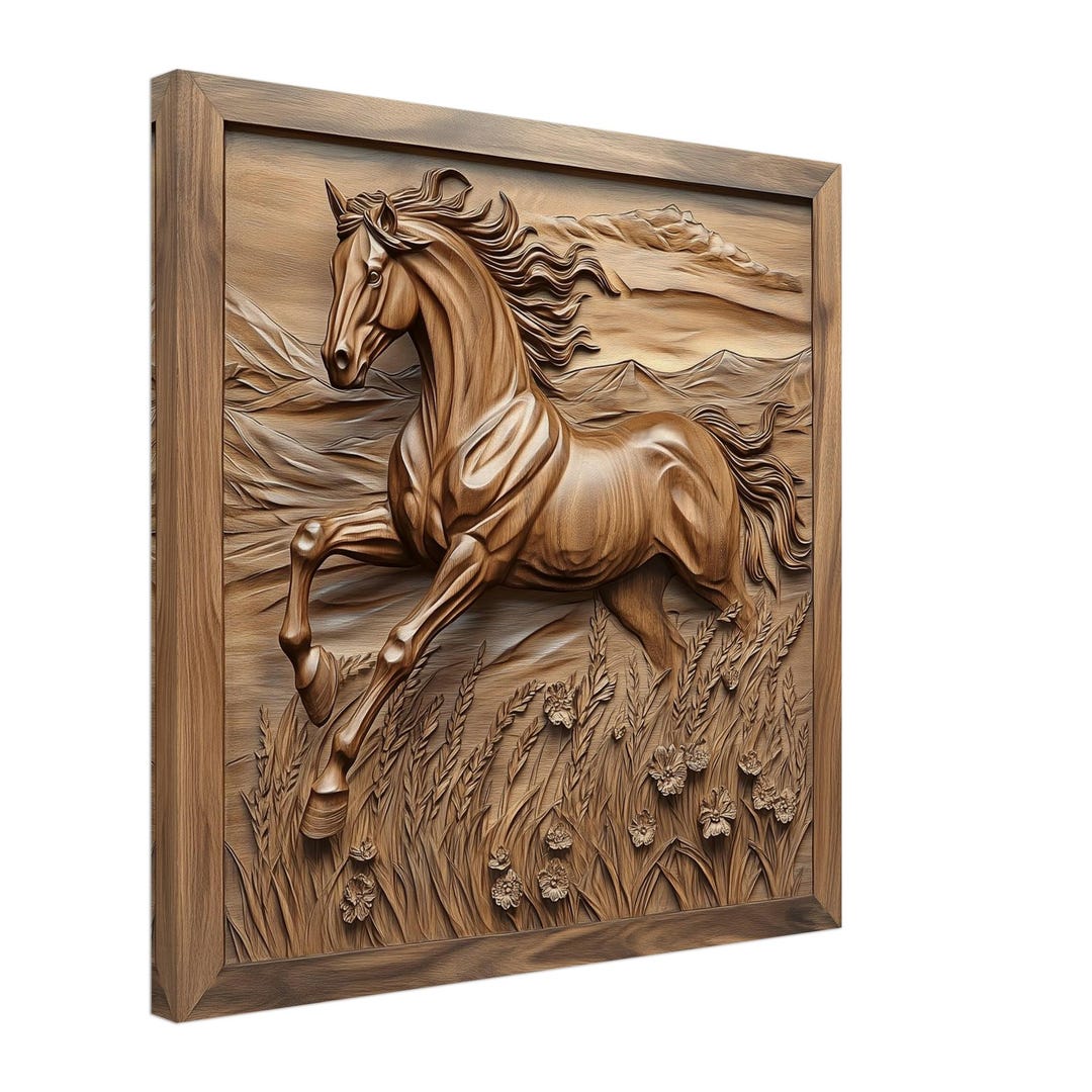 Prairie Run, Wood Carving Designs of a Galloping Horse, Woodcarving Art ...