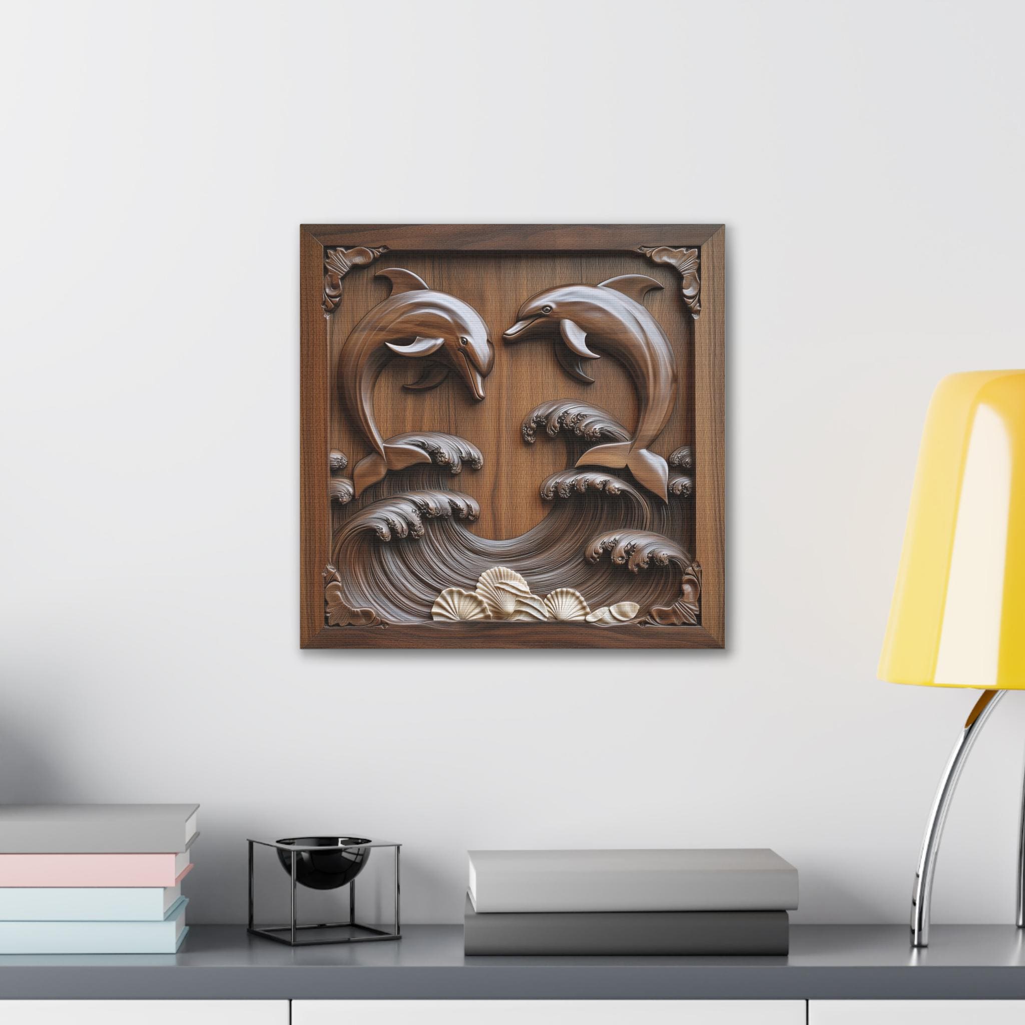 Ocean Dance, Wood Carving Designs of Dolphins Amidst Waves, Woodcarving ...