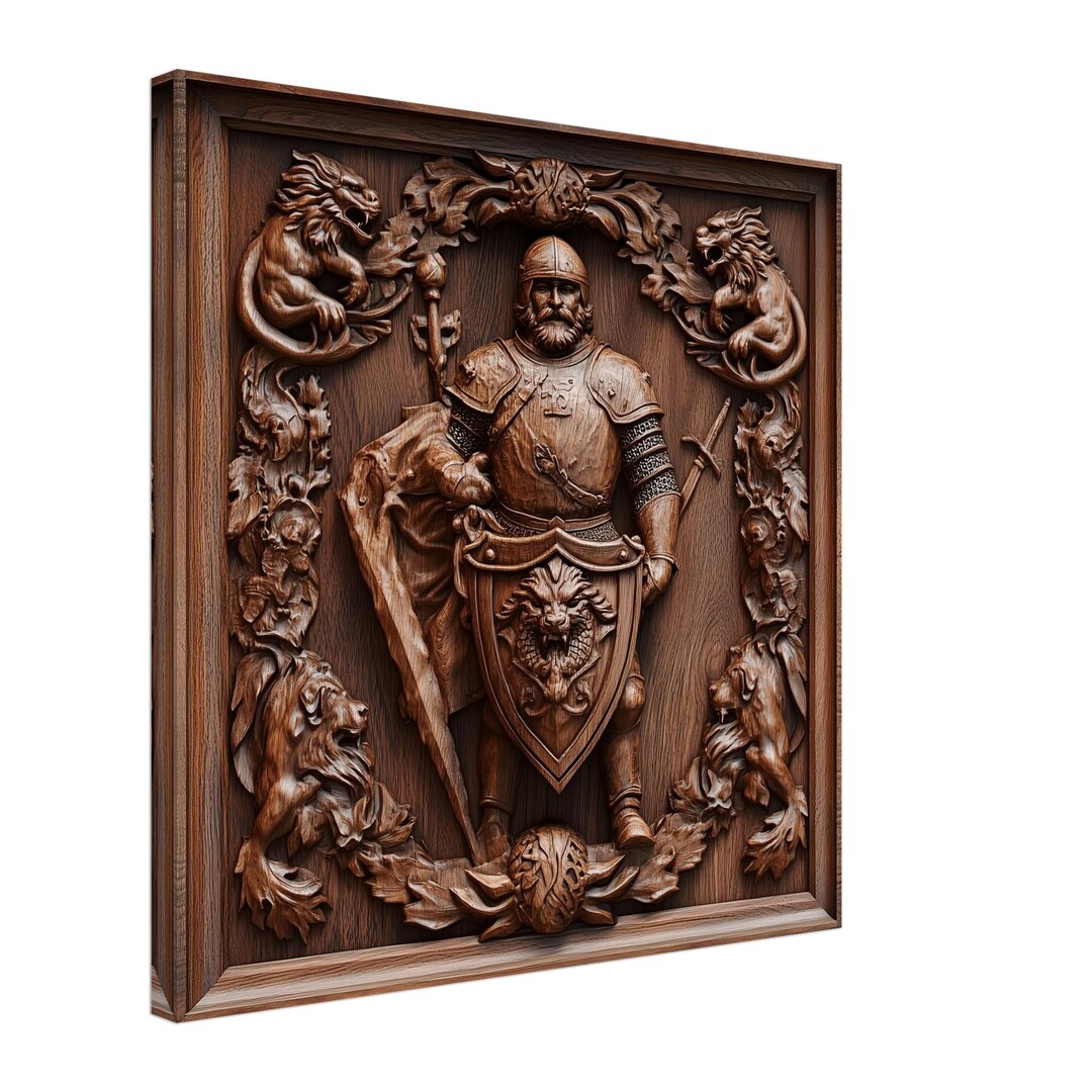 Lionheart Valor, Wood Carving Designs of a Noble Knight, Woodcarving ...