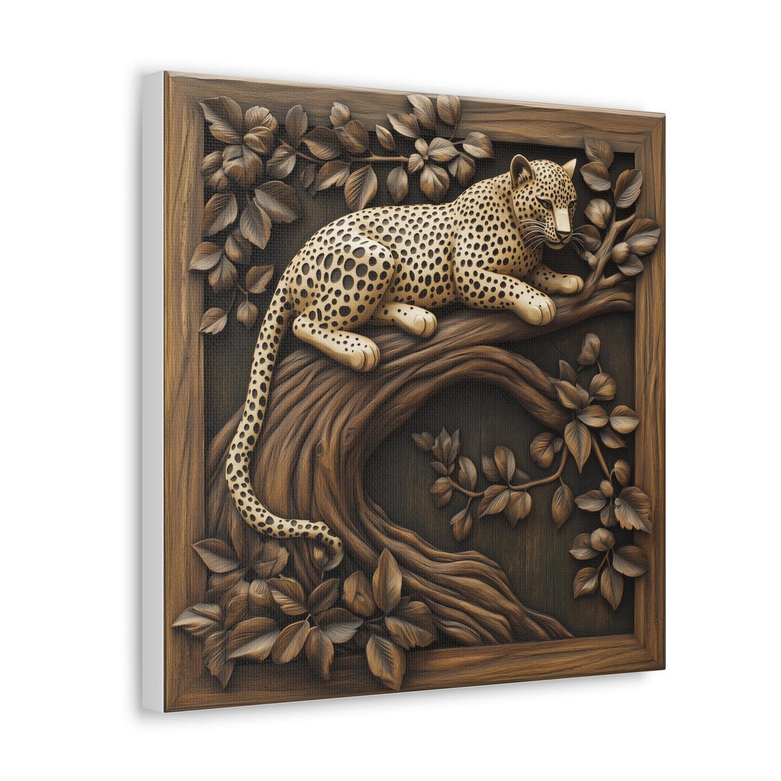 Serene Predator, Wood Carving Designs of a Leopard, Woodcarving Art ...