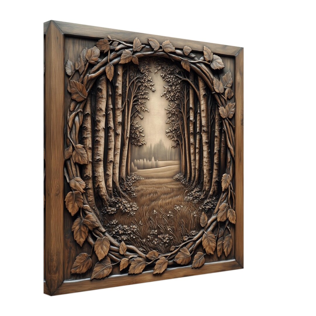 Forest Path, Wood Carving Designs of a Woodland Scene, Woodcarving Art ...