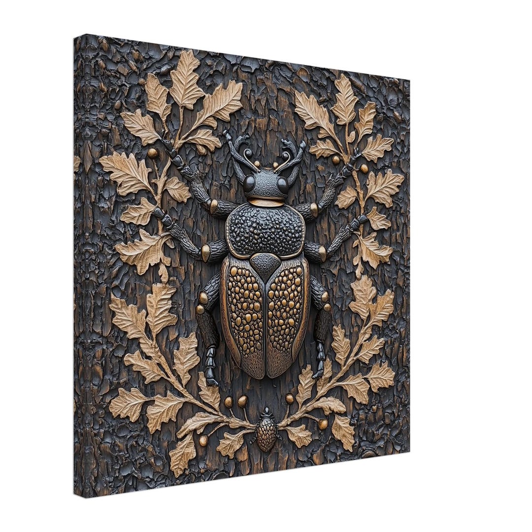 Stag Beetle Majesty, Wood Carving Designs of a Stag Beetle and Oak ...