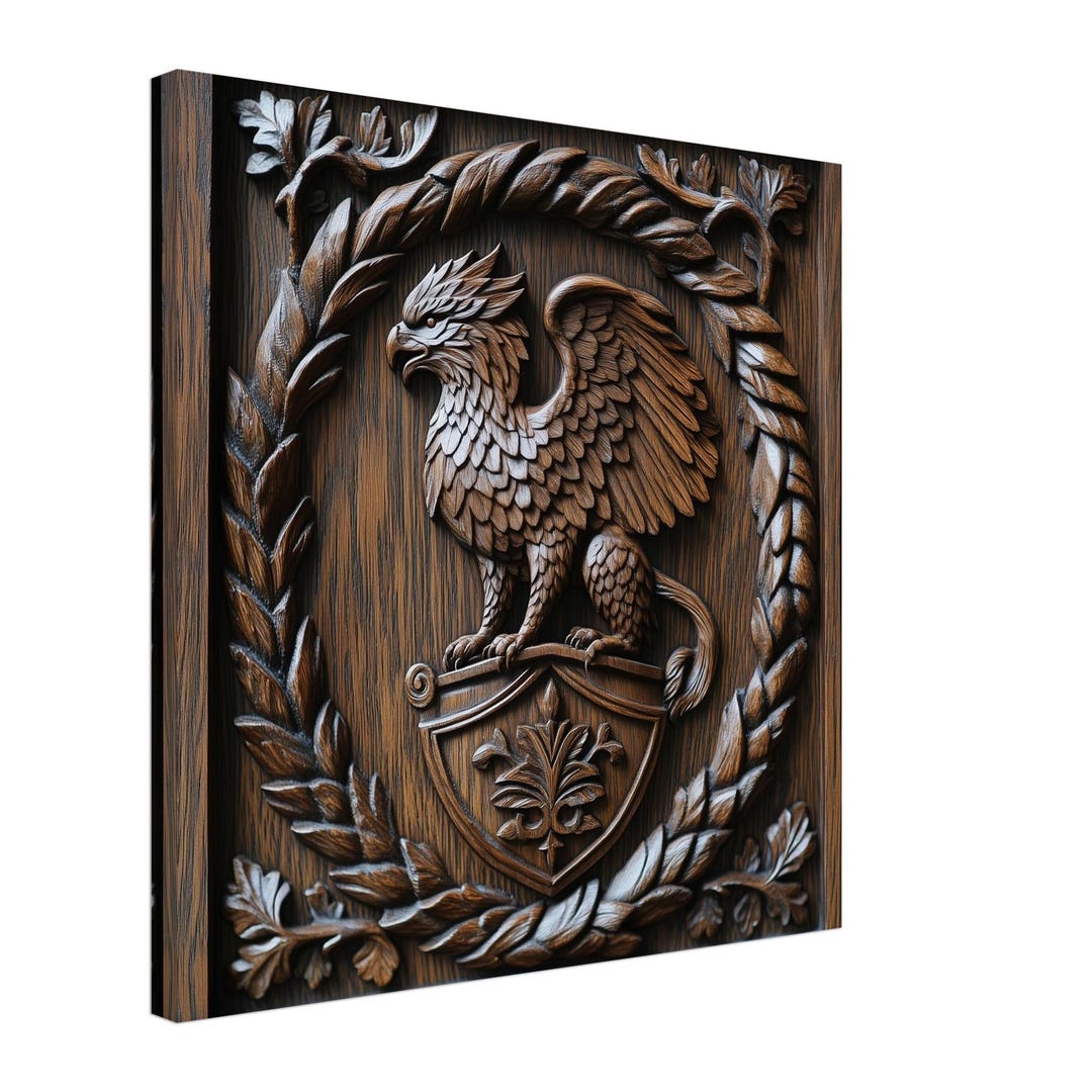 Guardian Griffin Crest, Wood Carving Designs of a Mythical Protector ...