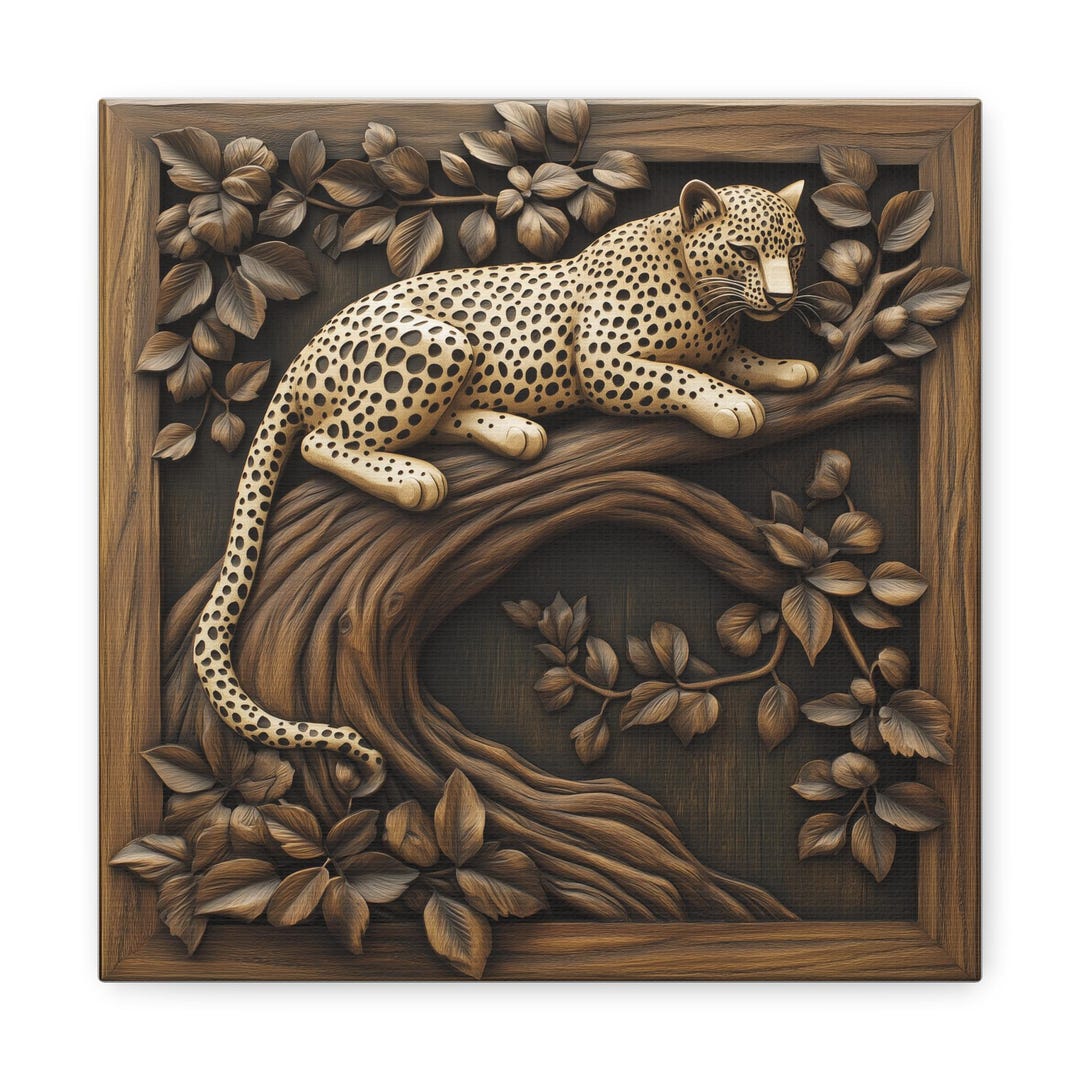 Serene Predator, Wood Carving Designs of a Leopard, Woodcarving Art ...