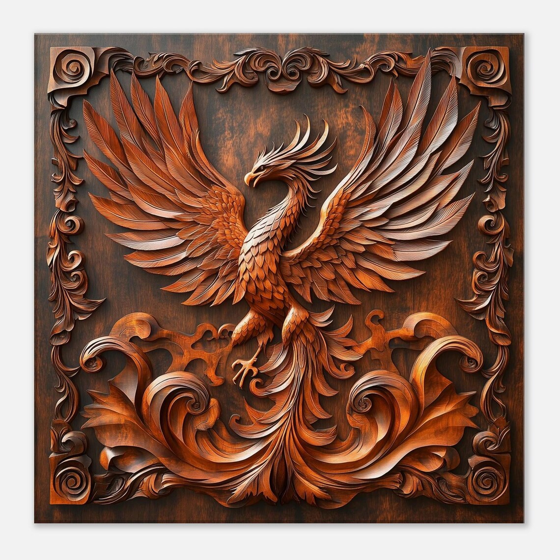 Rising Phoenix Majesty, Wood Carving Designs of Mythical Bird ...