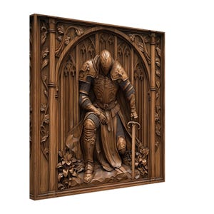 Kneeling Knight's Oath, Wood Carving Designs of Medieval Allegiance ...