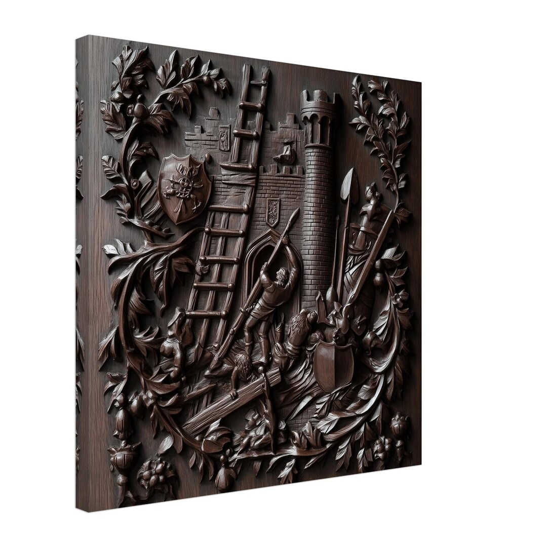 Besieged Fortress, Wood Carving Designs of a Castle Siege, Woodcarving ...