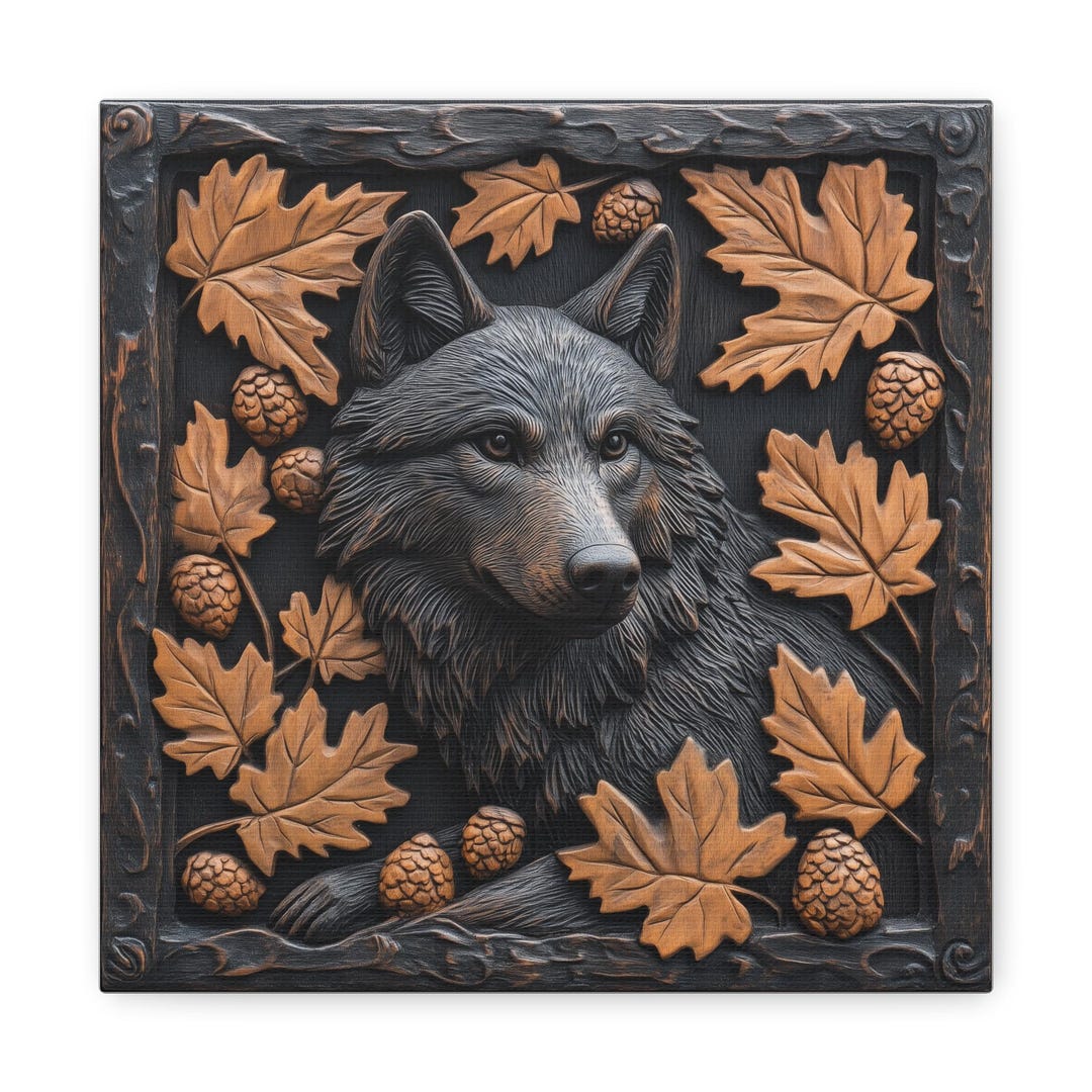 Guardian of the Forest, Wood Carving Designs of a Wolf With Oak Leaves ...