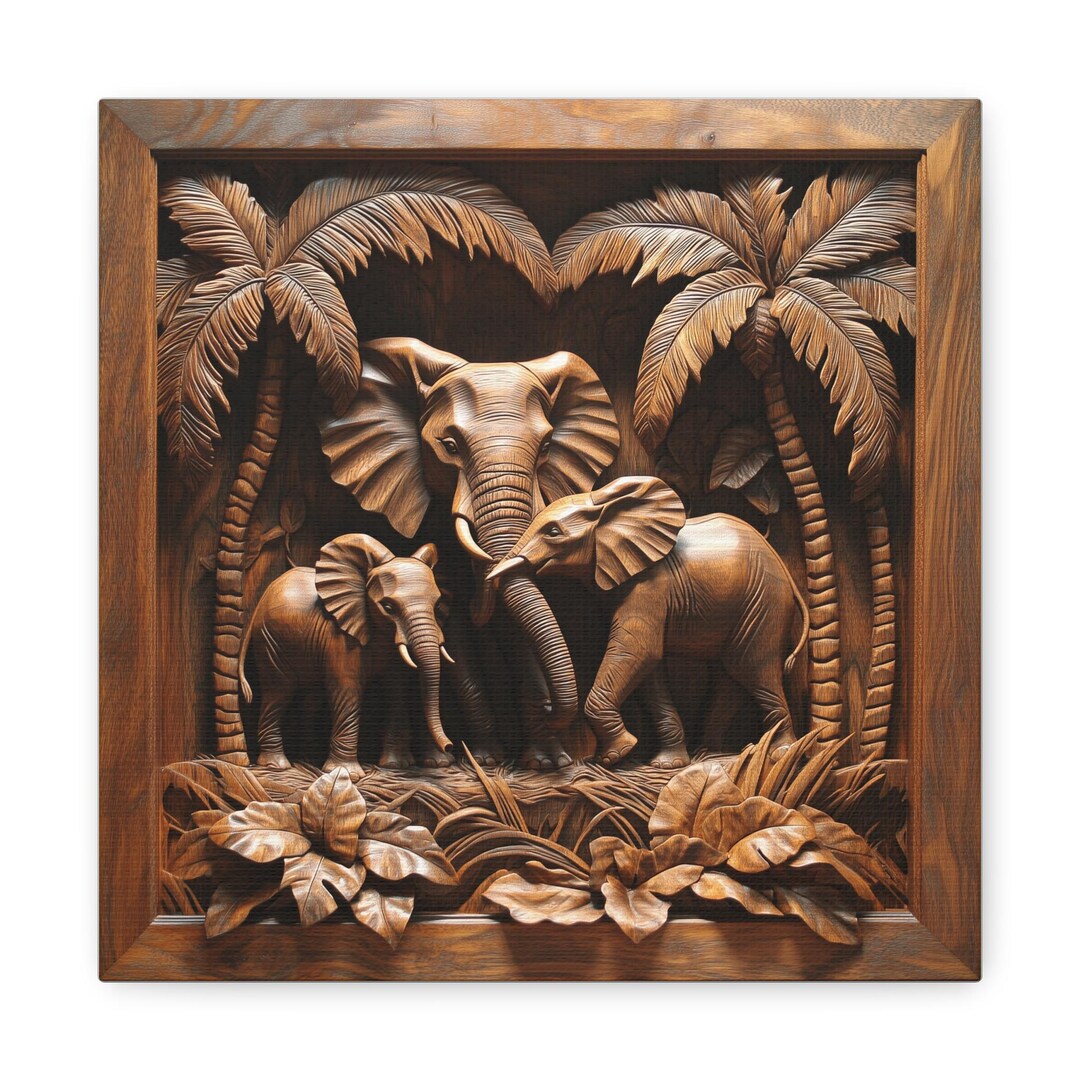 Graceful Giants, Wood Carving Designs of an Elephant Family ...