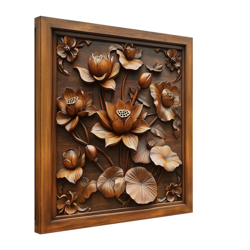 Wood Carving Plaque Lotus - Etsy