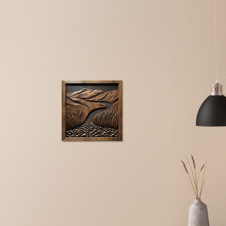 Riverstone Path, Wood Carving Designs of a Landscape Scene, Woodcarving ...