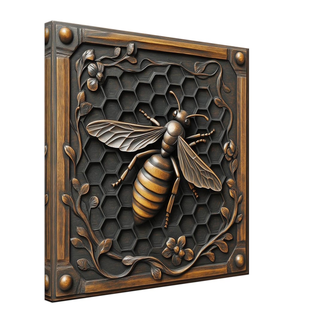 Busy Honeybee, Wood Carving Designs of a Honeycomb and Bee, Woodcarving ...