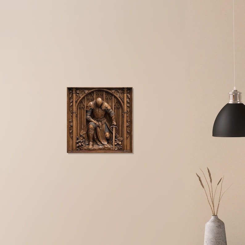 Kneeling Knight's Oath, Wood Carving Designs of Medieval Allegiance ...