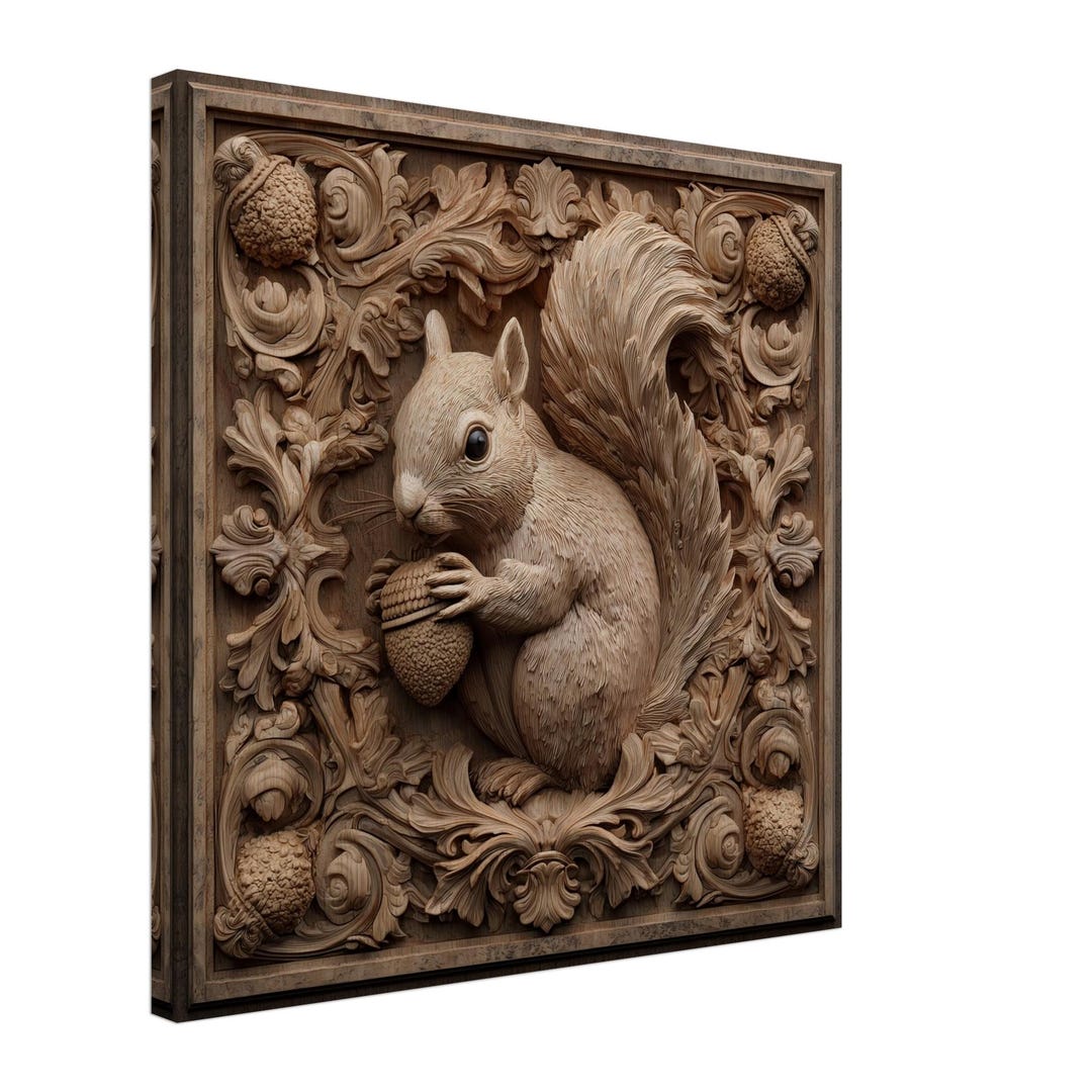 Acorn Hoarder, Wood Carving Designs of a Squirrel, Woodcarving Art ...