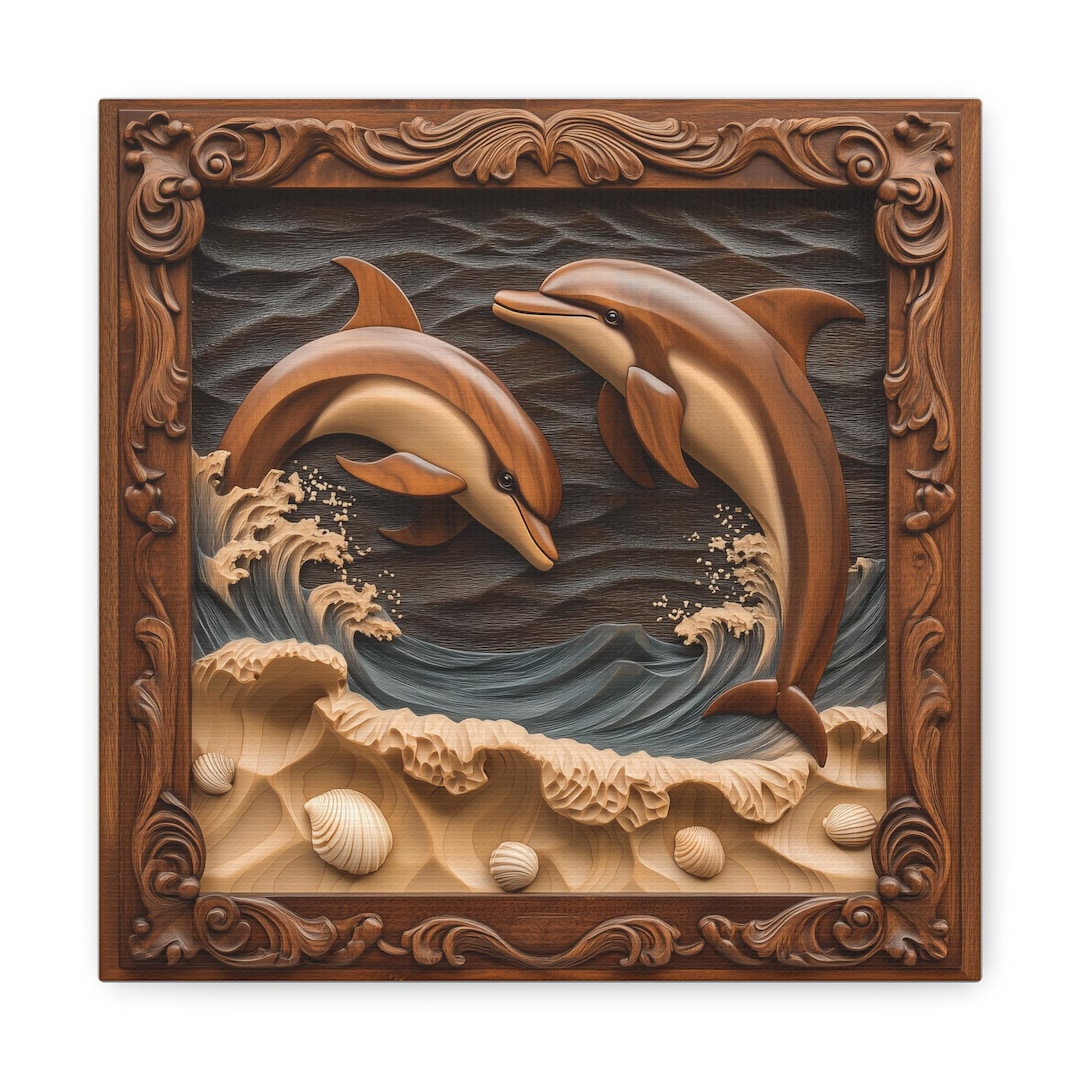 Rhythms of the Sea, Wood Carving Designs of Dolphins in Ocean Waves ...