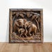 Gentle Giants Trio, Wood Carving Designs of Elephants Under Palms ...