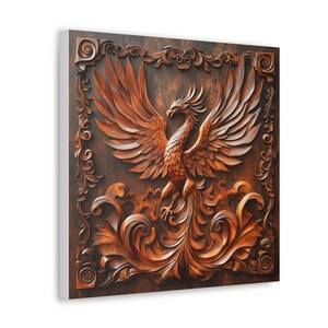 Eternal Flame, Wood Carving Designs of a Phoenix, Woodcarving Art Print ...