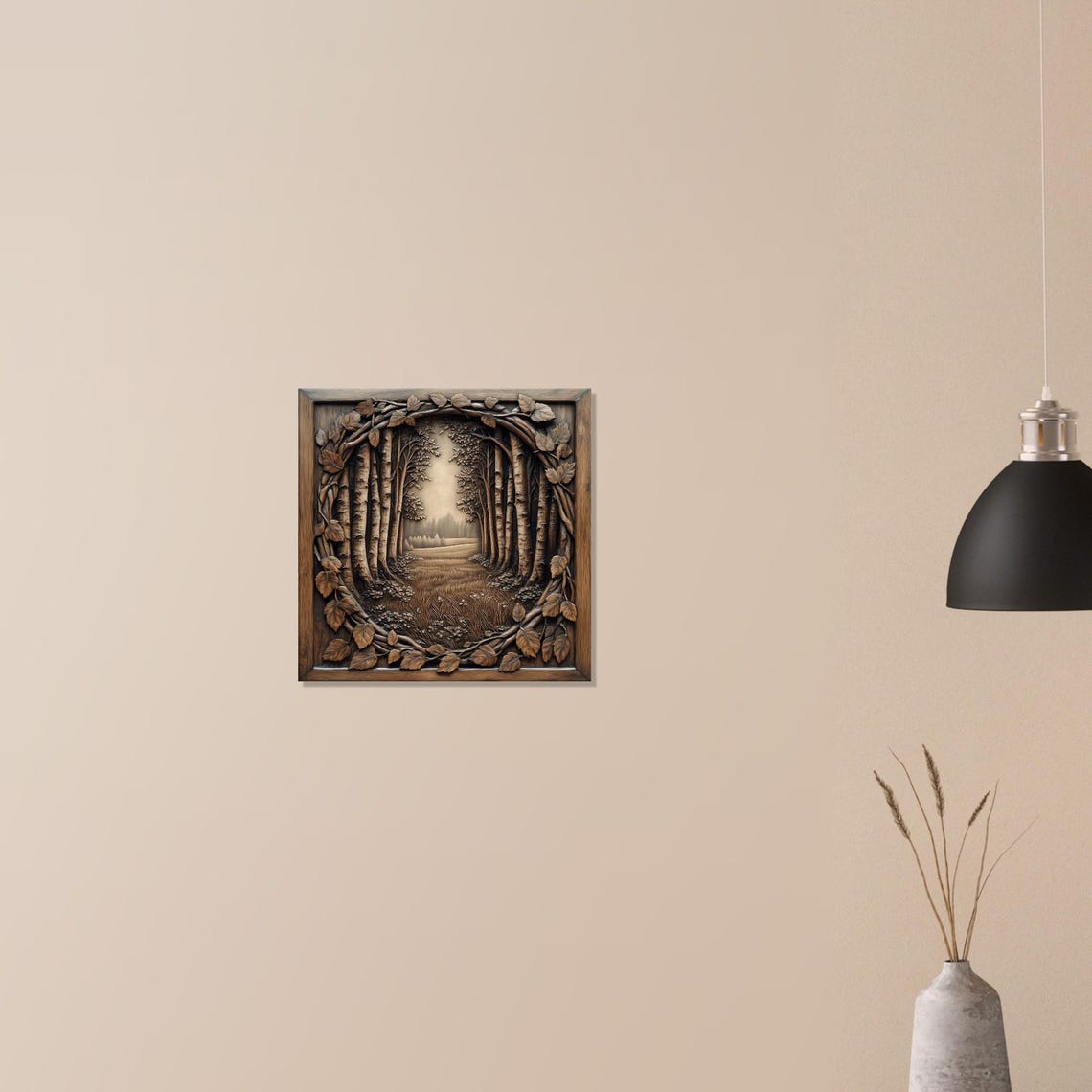 Forest Path, Wood Carving Designs of a Woodland Scene, Woodcarving Art ...