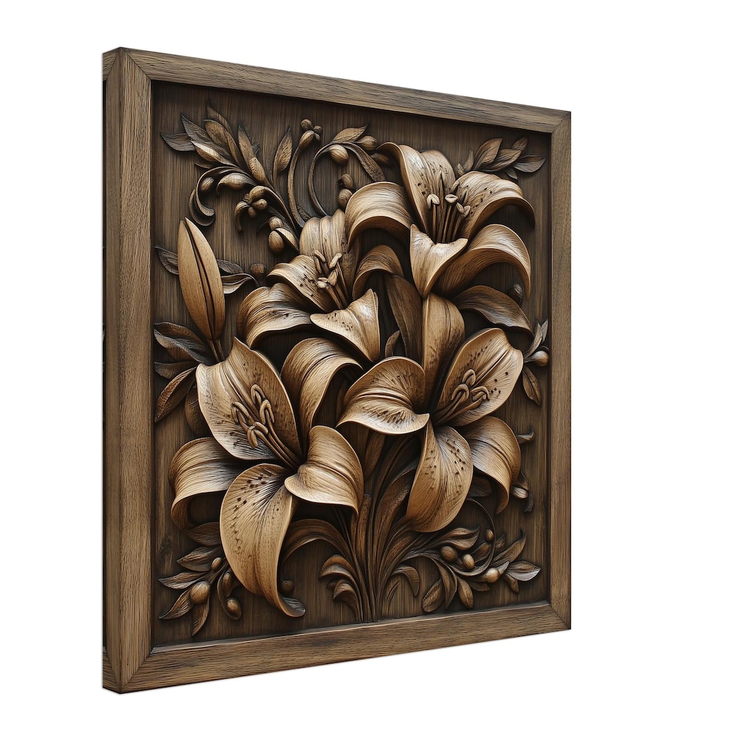 Lily Elegance, Wood Carving Designs of Graceful Lily Blooms ...