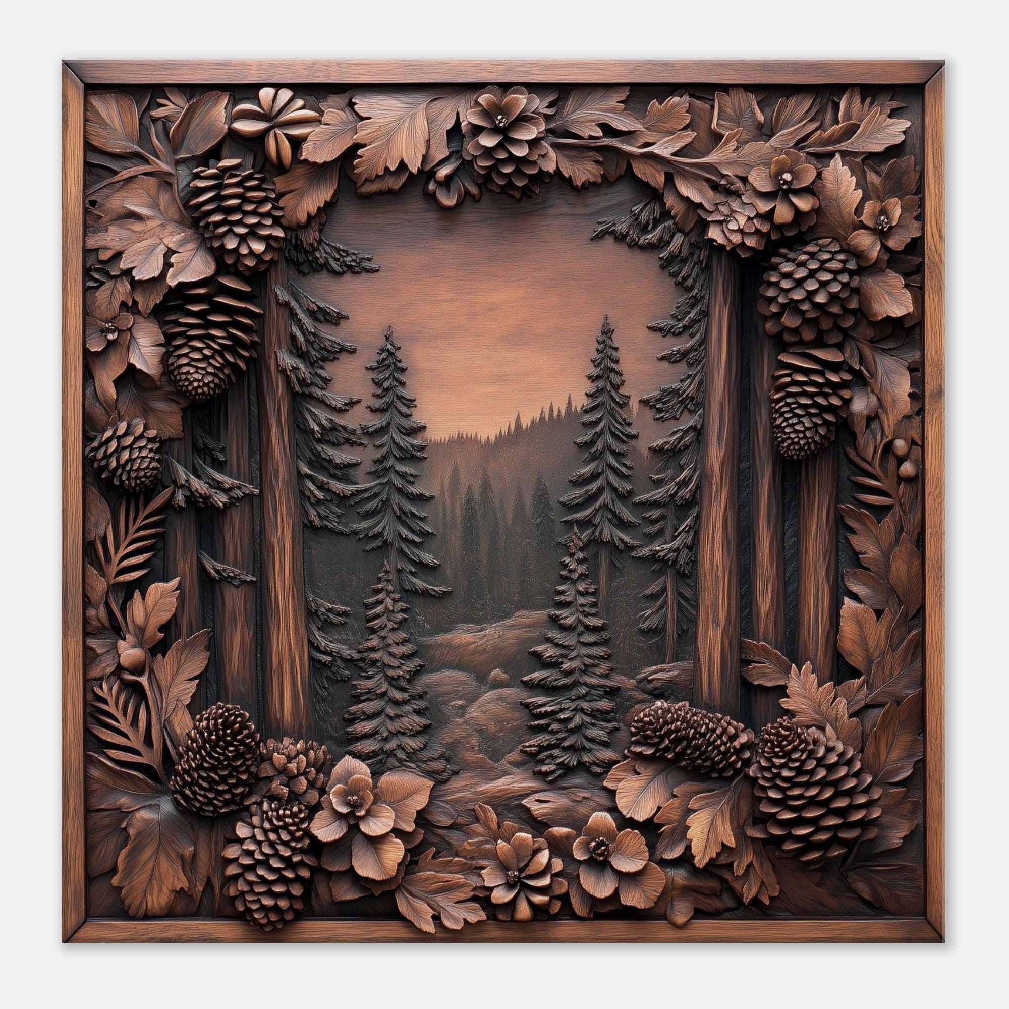Forest Pine Serenity, Wood Carving Designs of Woodland Scene ...