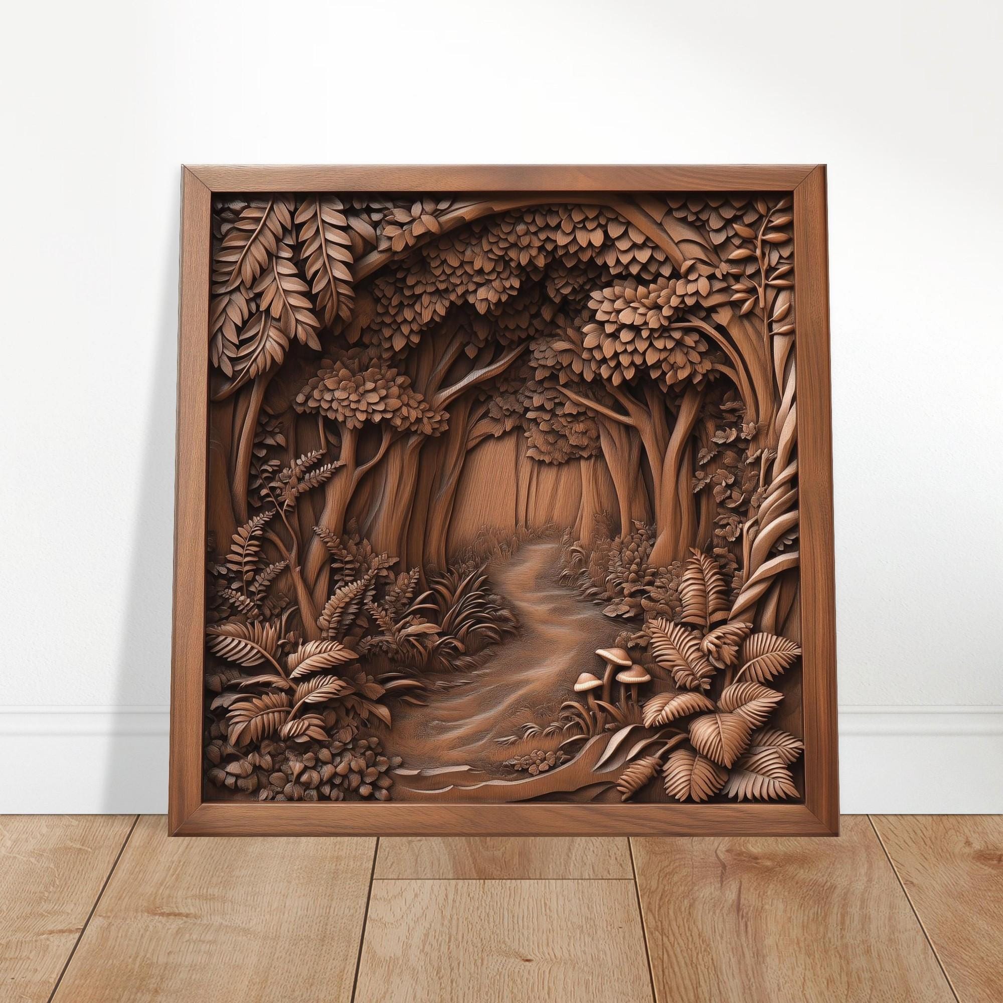 Whispering Woods Path, Wood Carving Designs of Forest Scenery ...