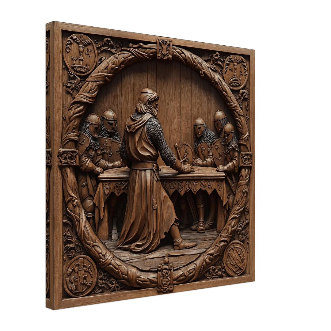 Council of Knights, Wood Carving Designs of Medieval Strategy ...