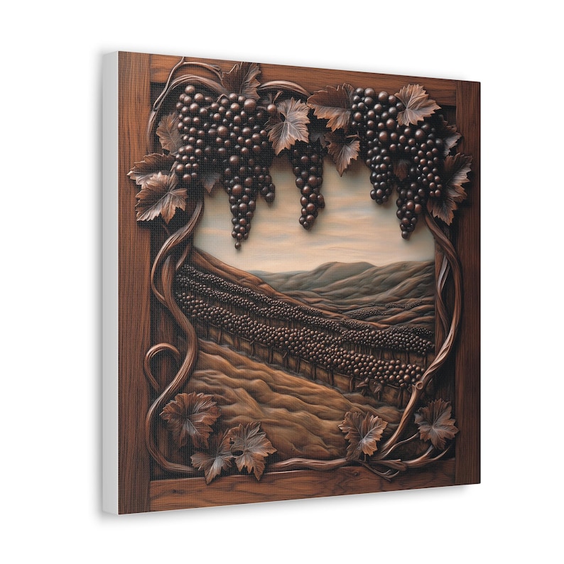 Vineyard Elegance, Wood Carving Designs of Grapevines and Rolling Hills ...