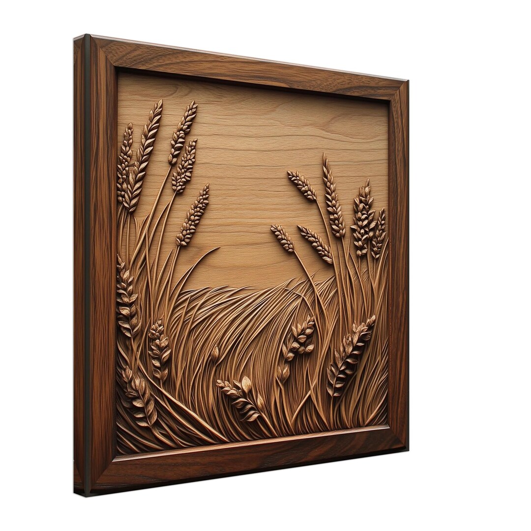 Golden Harvest, Wood Carving Designs of Wheat Field, Woodcarving Art ...