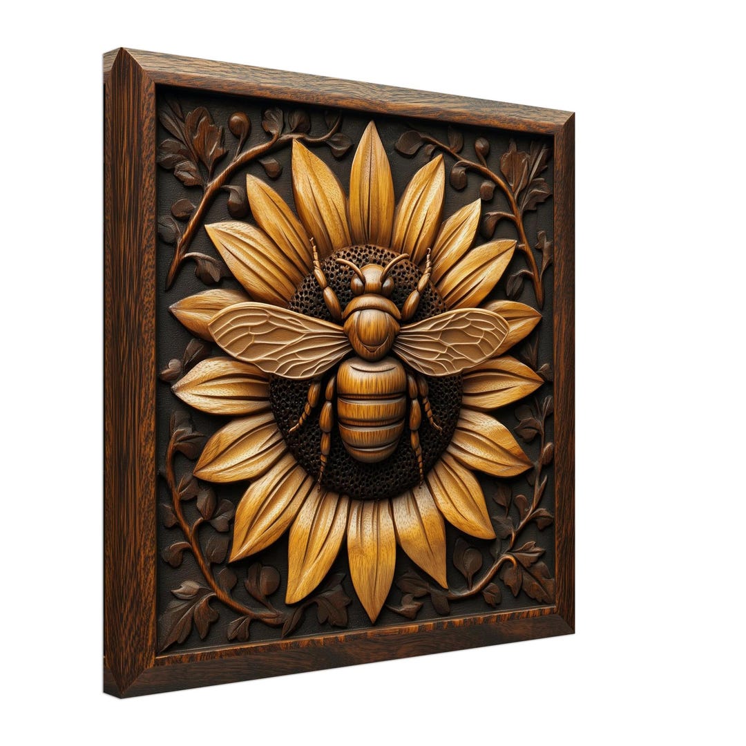 Sunflower Bee, Wood Carving Designs of a Bee on a Sunflower ...