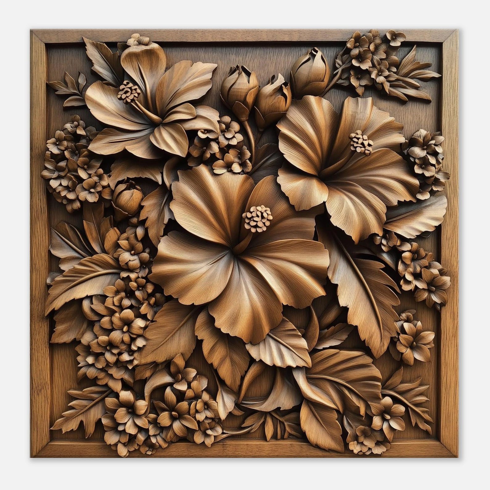 Hibiscus Bloom, Wood Carving Designs of Hibiscus Flowers and Buds ...